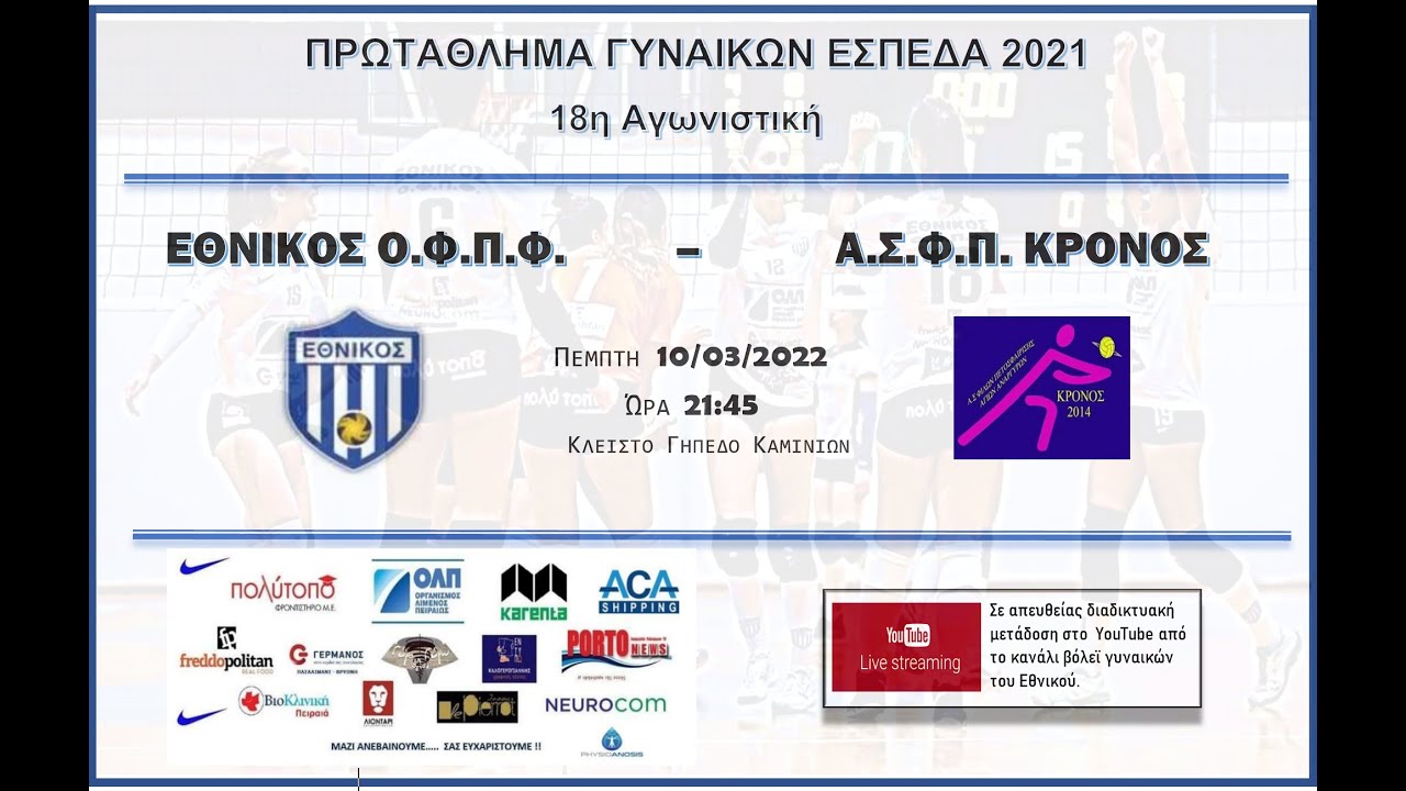 Εθνικός Ο.Φ.Π.Φ. - Α.Σ.Φ.Π. Κρόνος Αγ. Αναργύρων - YouTube