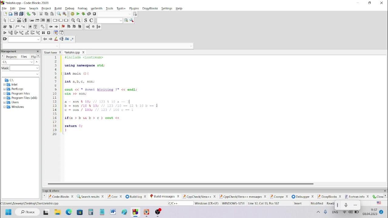 Shart operatori if c++ dasturlash tilida shart operatorini ishlatish ...