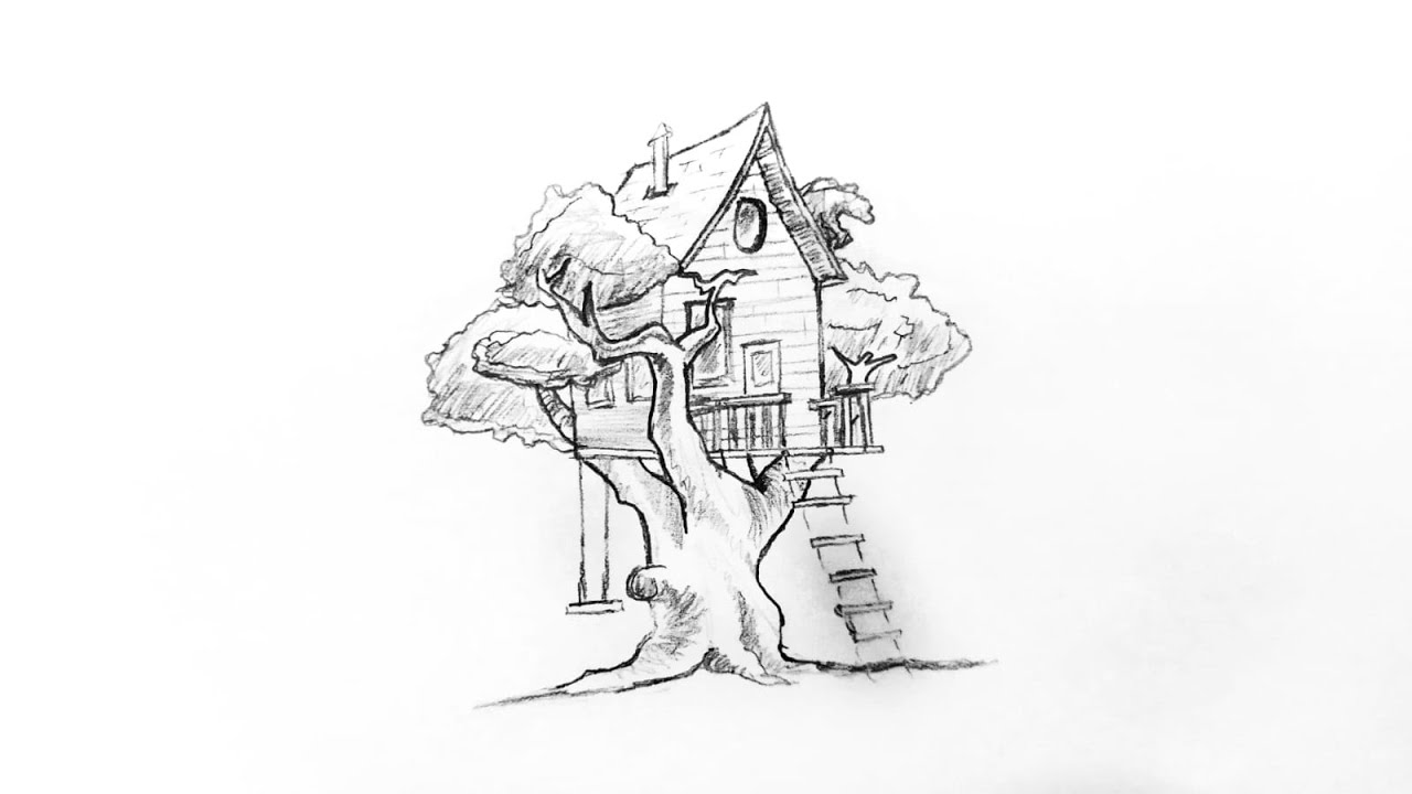 How to Draw Tree House - YouTube