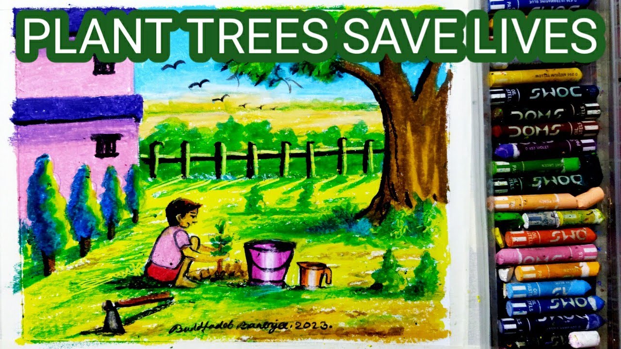How To Draw Plant Trees Save Lives|Step By Step Drawing Tutorial|গাছ ...