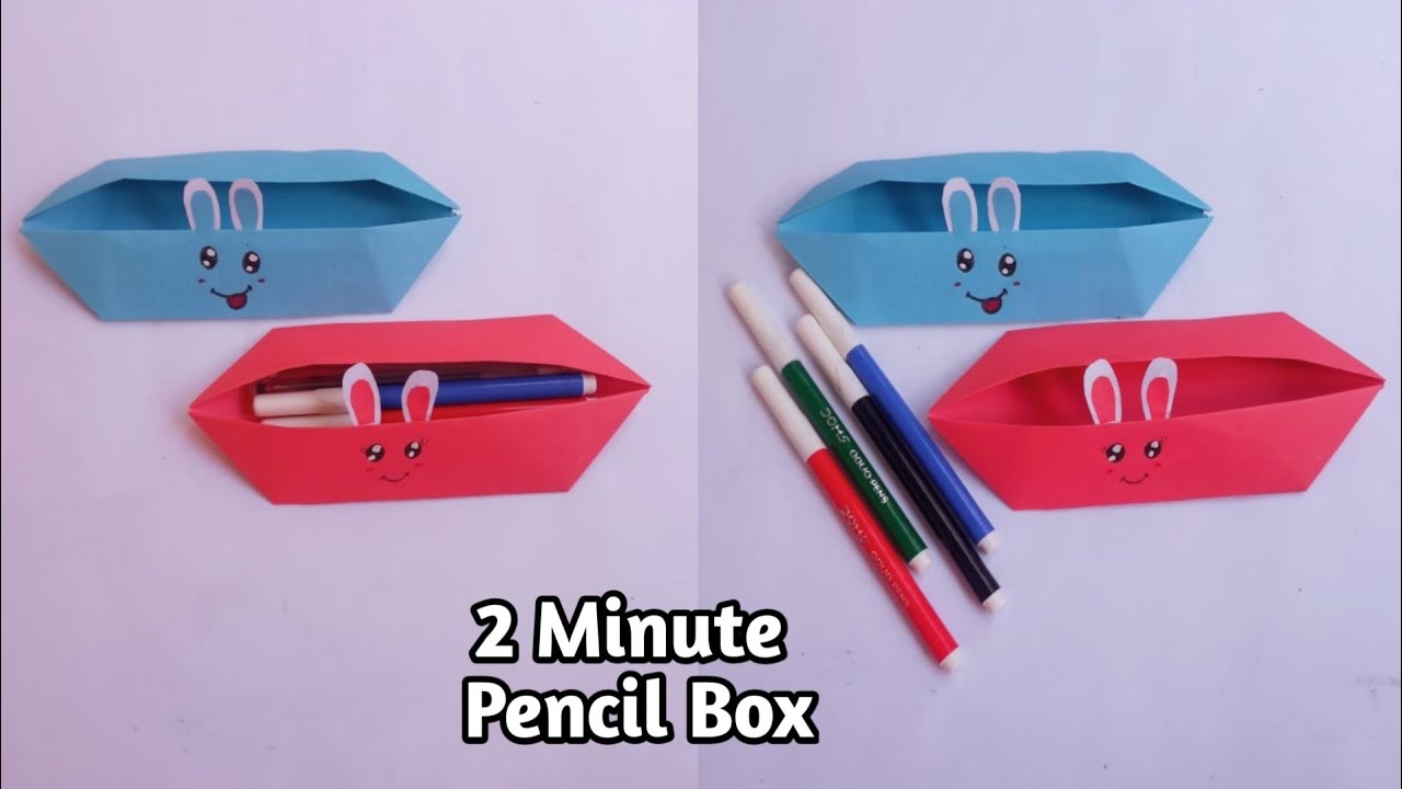 How to make paper pencil box | Origami paper pencil box | DIY Paper ...