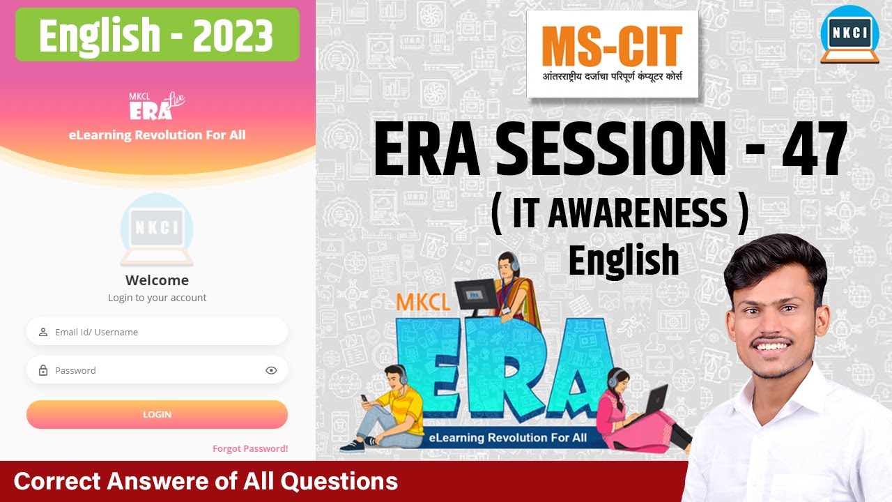 ERA SESSION 47 - 2023 English | MKCL ERA 2023 ERA IT AWARNESS MSCIT ...