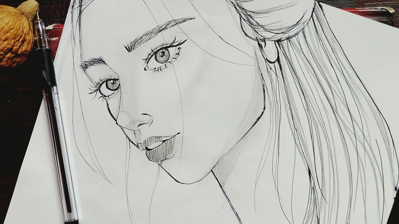How to draw a easy beautiful girl step by step aesthetic drawing ...