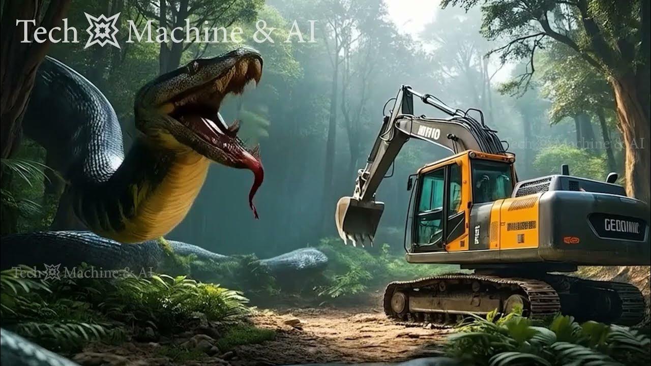 💥DANGER WARNING💥Giant Python Swallows Heavy Excavator - YouTube