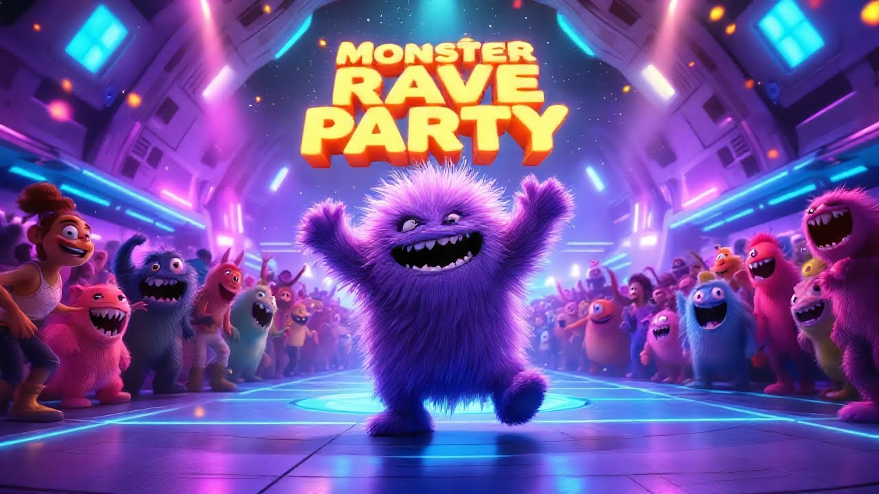 Monster Rave Party 😈 FUN LOVING CUTE hairy violet monsters dance ...