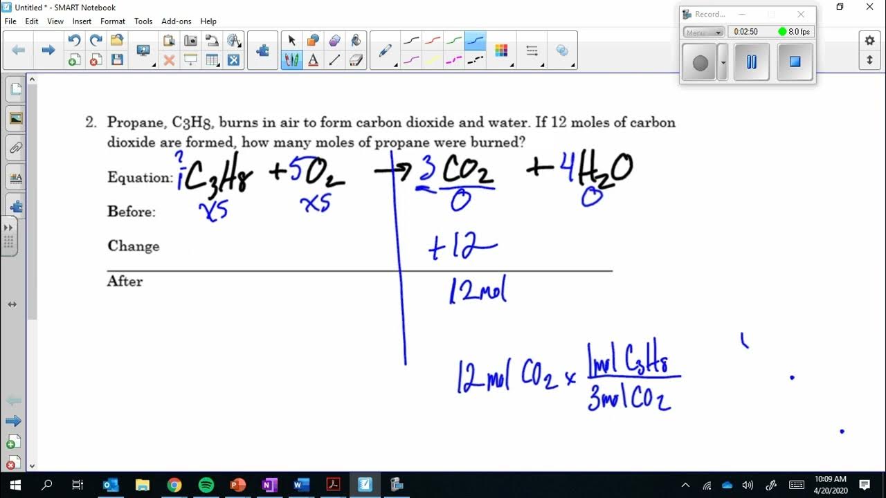 Mole Relationships Stoichiometry - BCA Table Method - YouTube