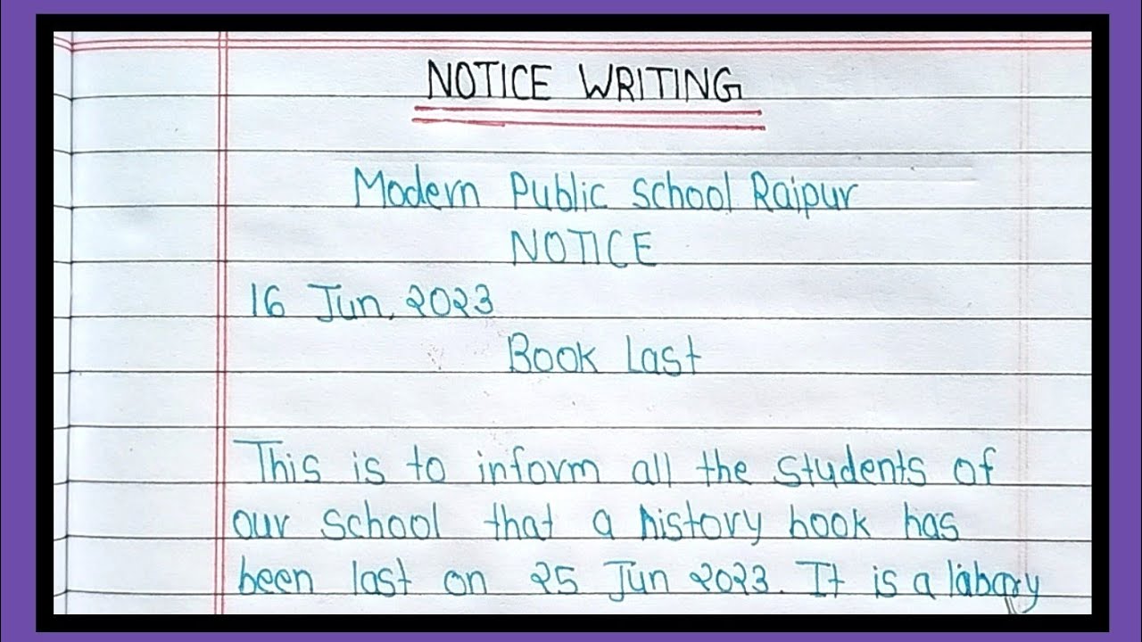 Write Lost and found notice in English / how to write notice for lost ...