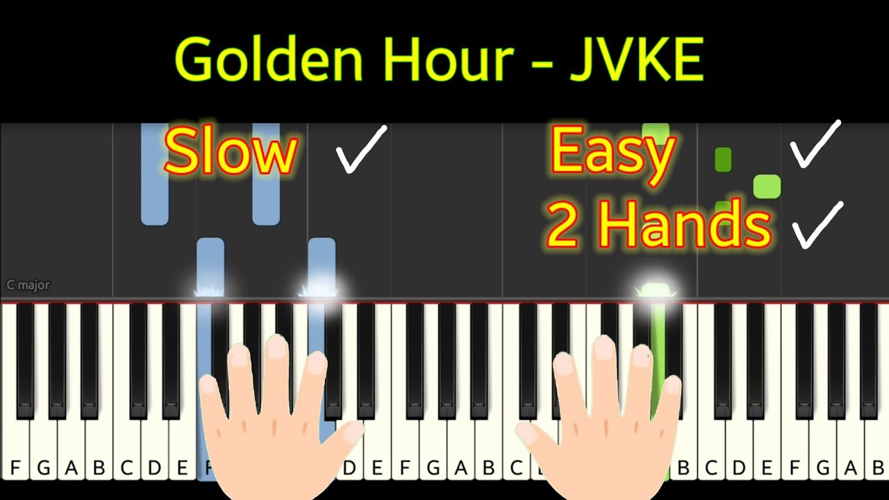 Golden Hour | JVKE | piano tutorial level medium two hands - YouTube