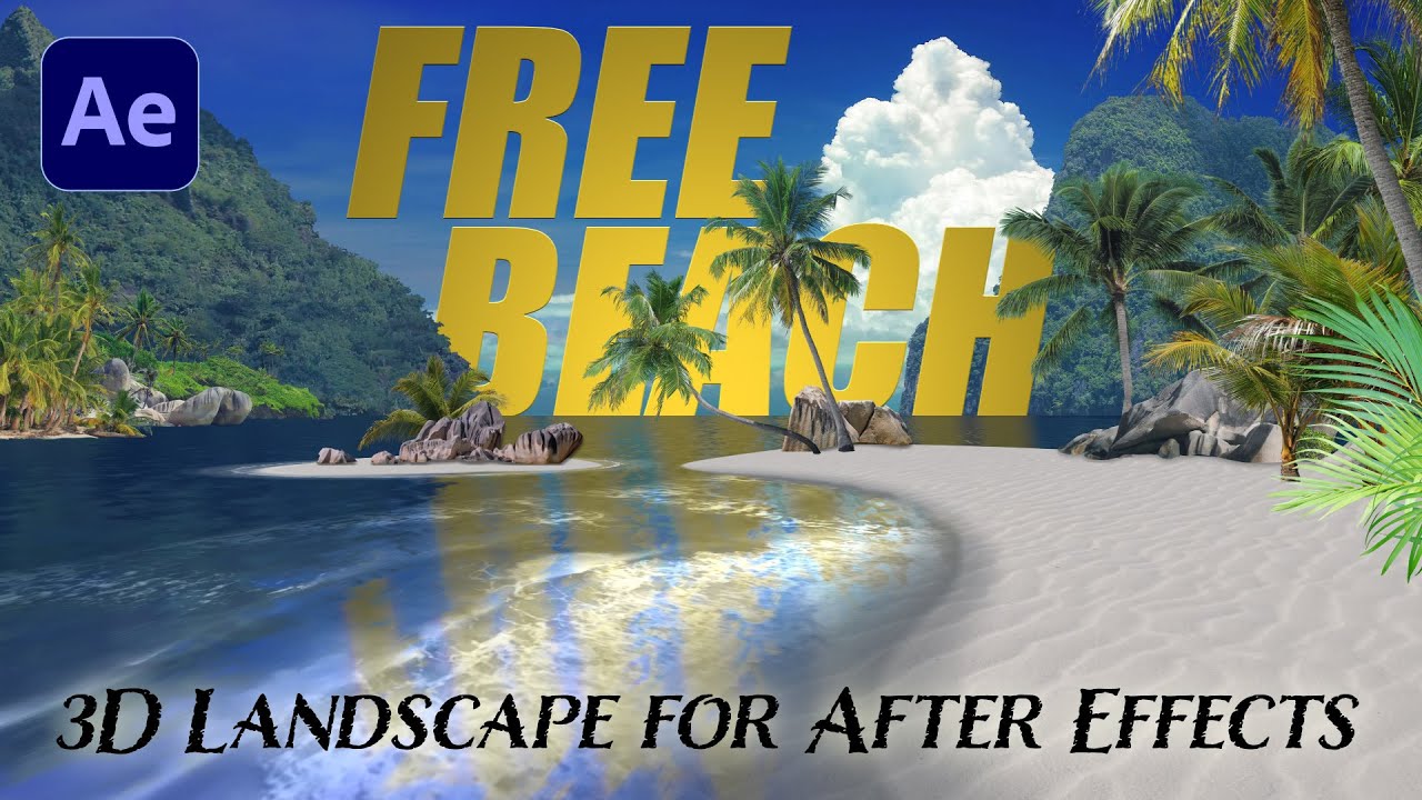 100% Free Tropical Beach Scene for After Effects (Custom 3D Landscape ...