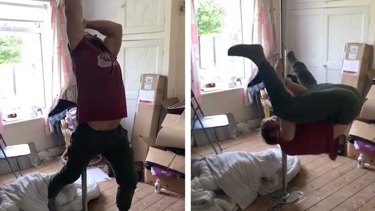 Boyfriend's Hilarious Pole Dancing Fail - YouTube