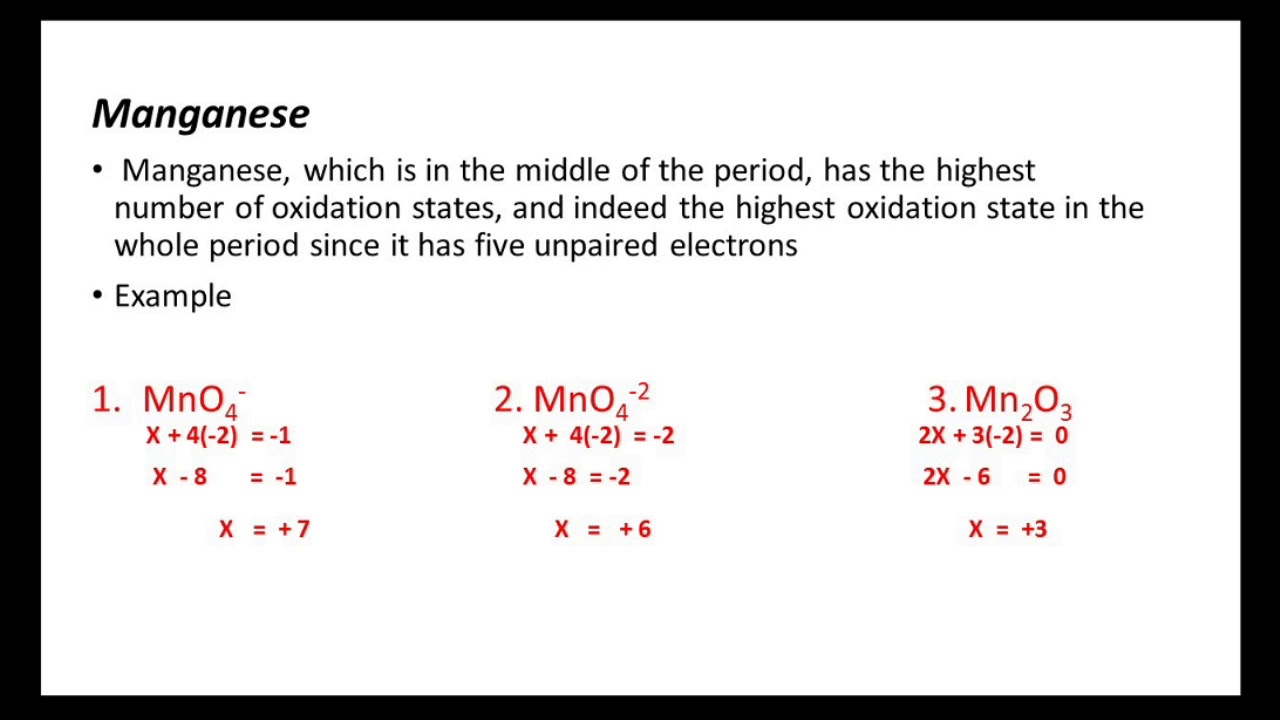 Variable oxidation states of d-block elements - YouTube