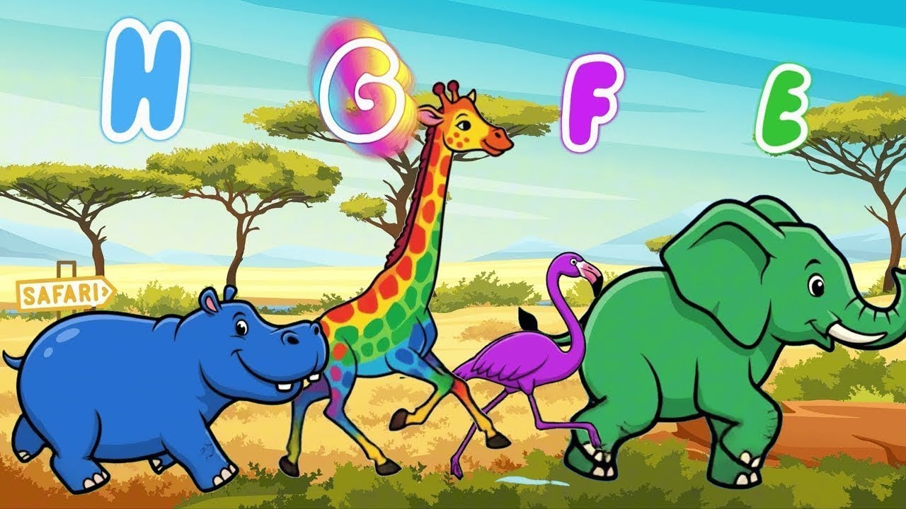 ABC Colorful Safari Animal Song 0110 | ABCs & Colors Learning For Kids ...