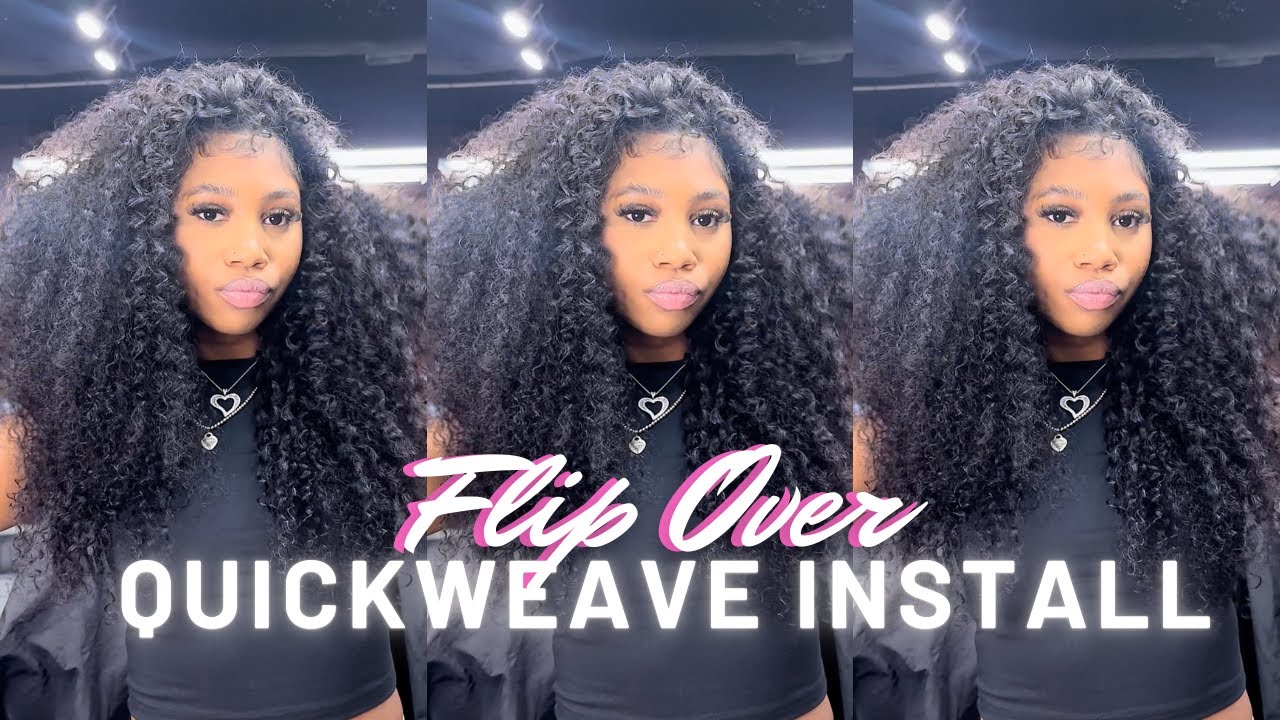 HOW TO: FLIPOVER CURLY QUICKWEAVE WITH MINIMAL LEAVEOUT | QUICK & EASY ...