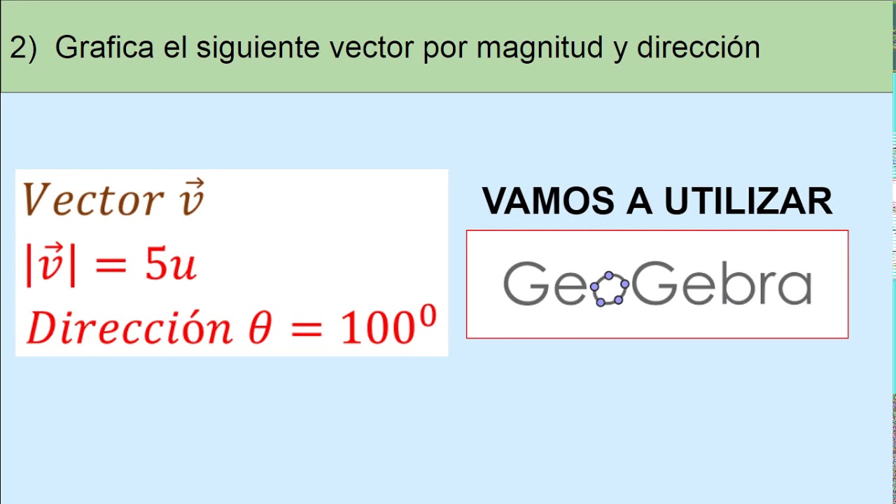 Gráfica, cálculo de dirección y magnitud de vectores en R2 - YouTube