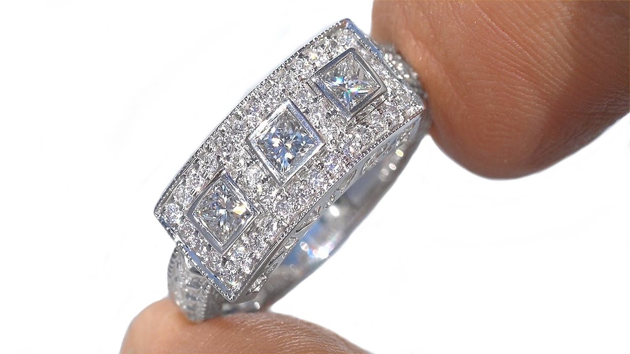 Absolutely Stunning Extra Large Estate Diamond Cocktail Ring Set in ...