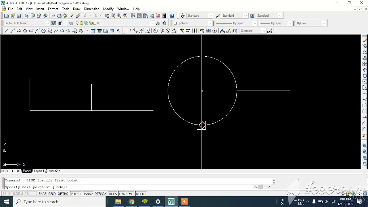 How to select Endpoint | Midpoint | Center etc, in Auto-CAD 2007 - YouTube
