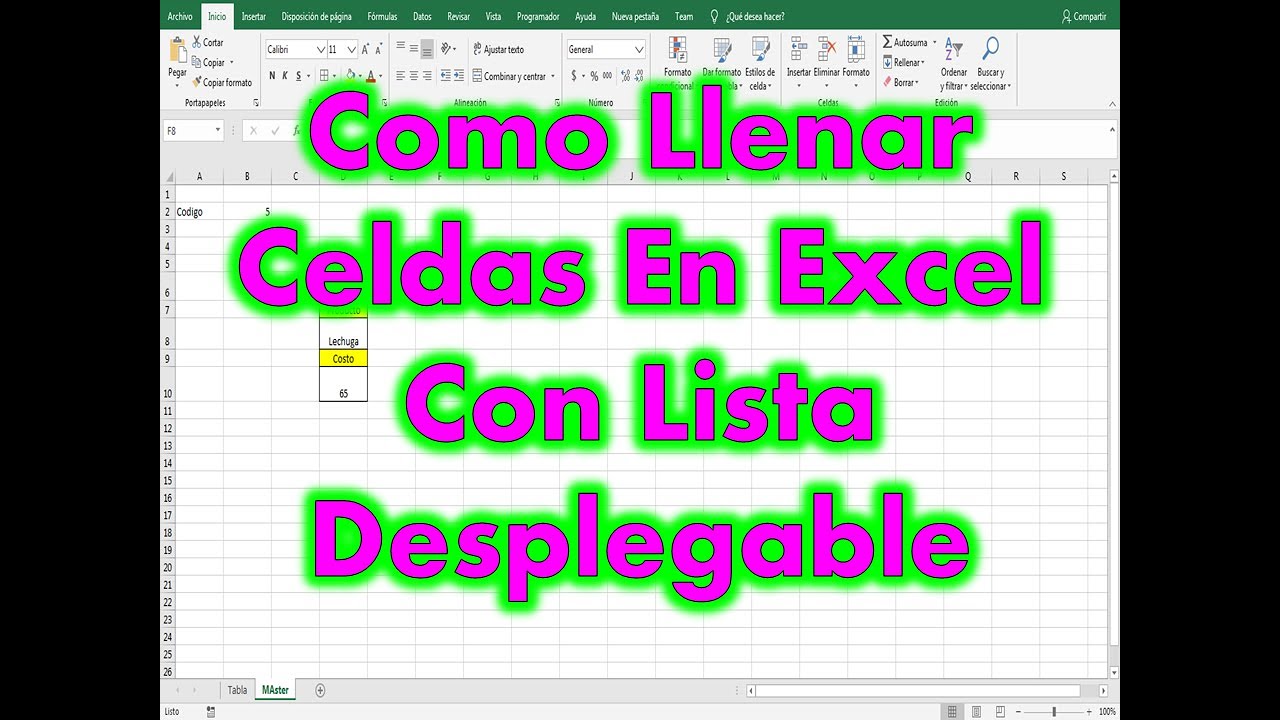 Como llenar celdas en excel con una lista desplegable - YouTube