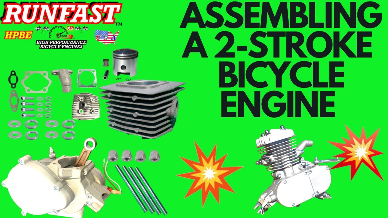 Assembling a 2-stroke bicycle engine for a motorized bike - YouTube
