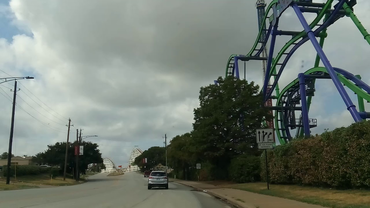 Six Flags Over Texas fright fest entrance and Flags 2019 - YouTube