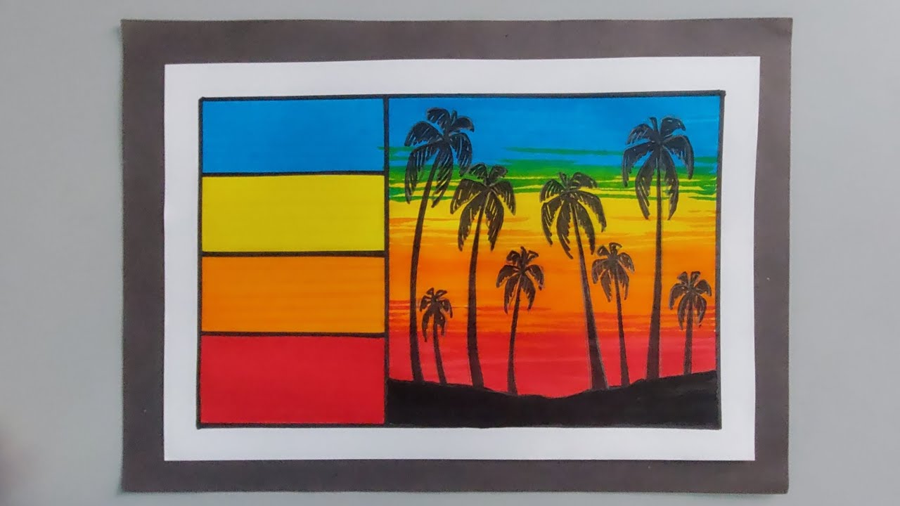 Scenery- Solid & Blending Colouring method #colors #art #drawing - YouTube