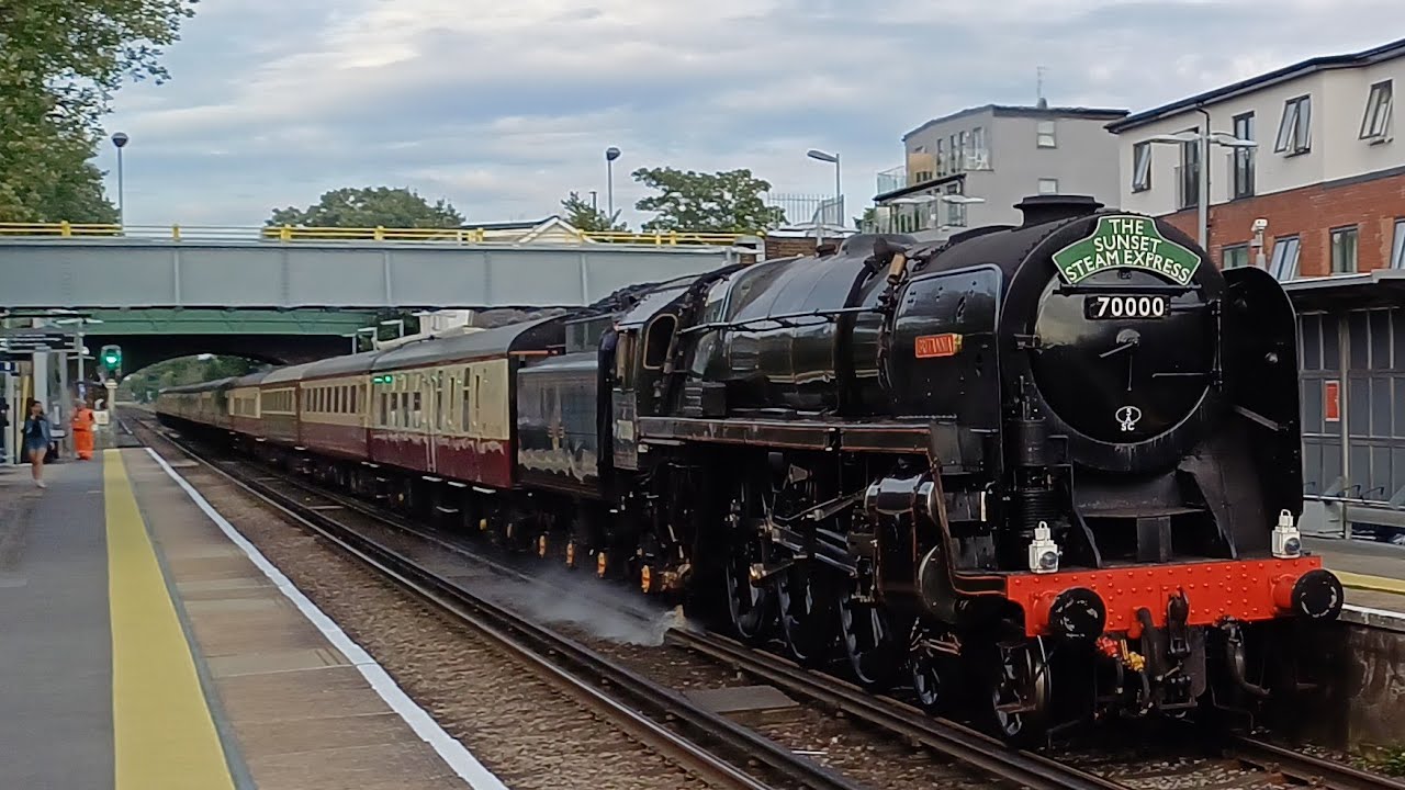 70000 Britannia passing through Ashford with The Sunset Steam Express ...