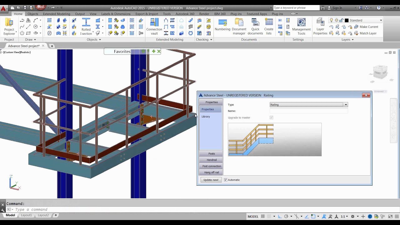 13 - Creating railing on platform with Autodesk Advance Steel - YouTube