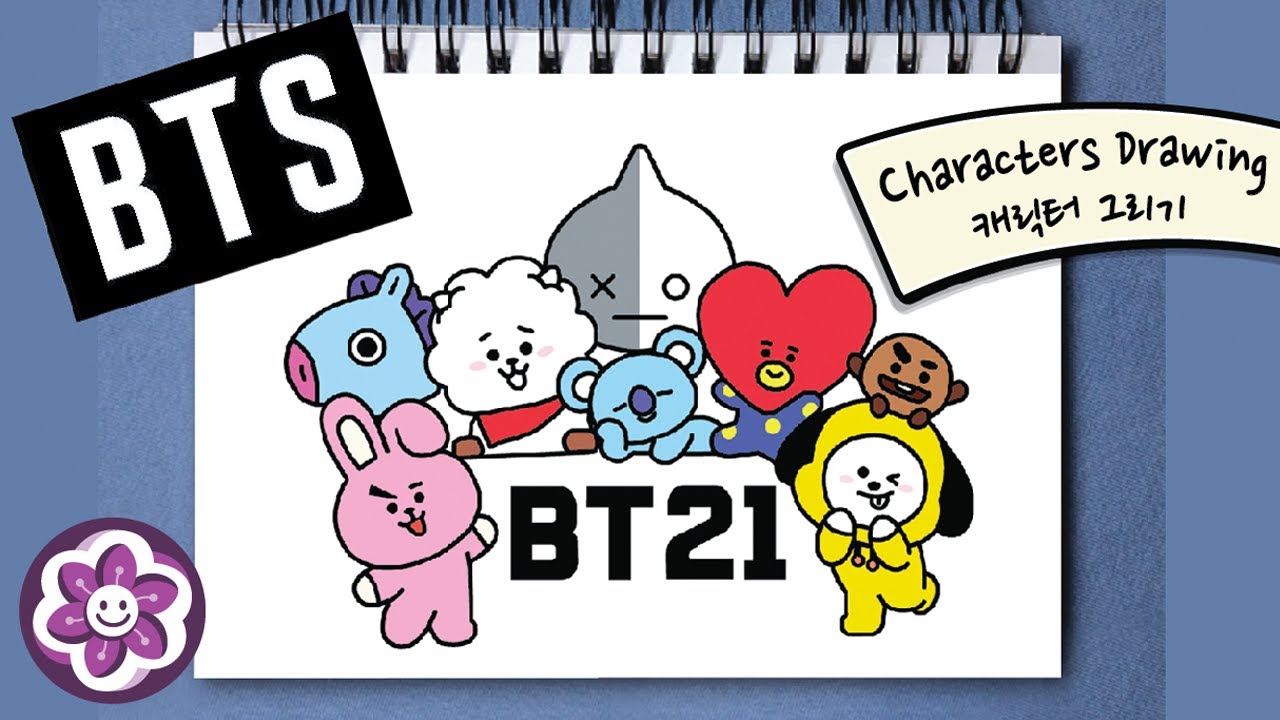 BTS BT21 Characters Drawing | BT21 캐릭터그리기 [HappyTime21 해피타임21] - YouTube