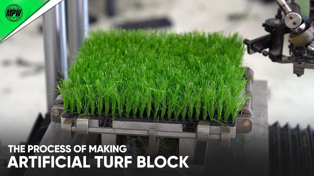 The process of making an artificial turf pitcher block that looks more ...