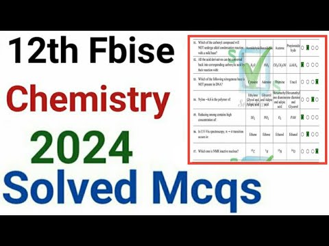 Fbise 12th Chemistry Mcqs Answer Key 2024 Federal Board 2nd Year