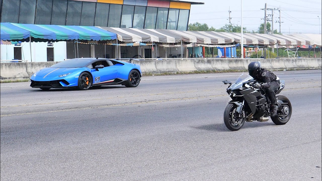 Kawasaki Ninja H2 vs Lamborghini Huracan Performante DRAG RACE - YouTube
