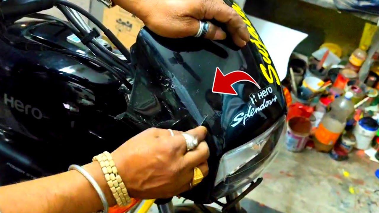 Hero Splendor Plus Visor Modification 😱 / Visor Scratch Cover Up By Jay ...