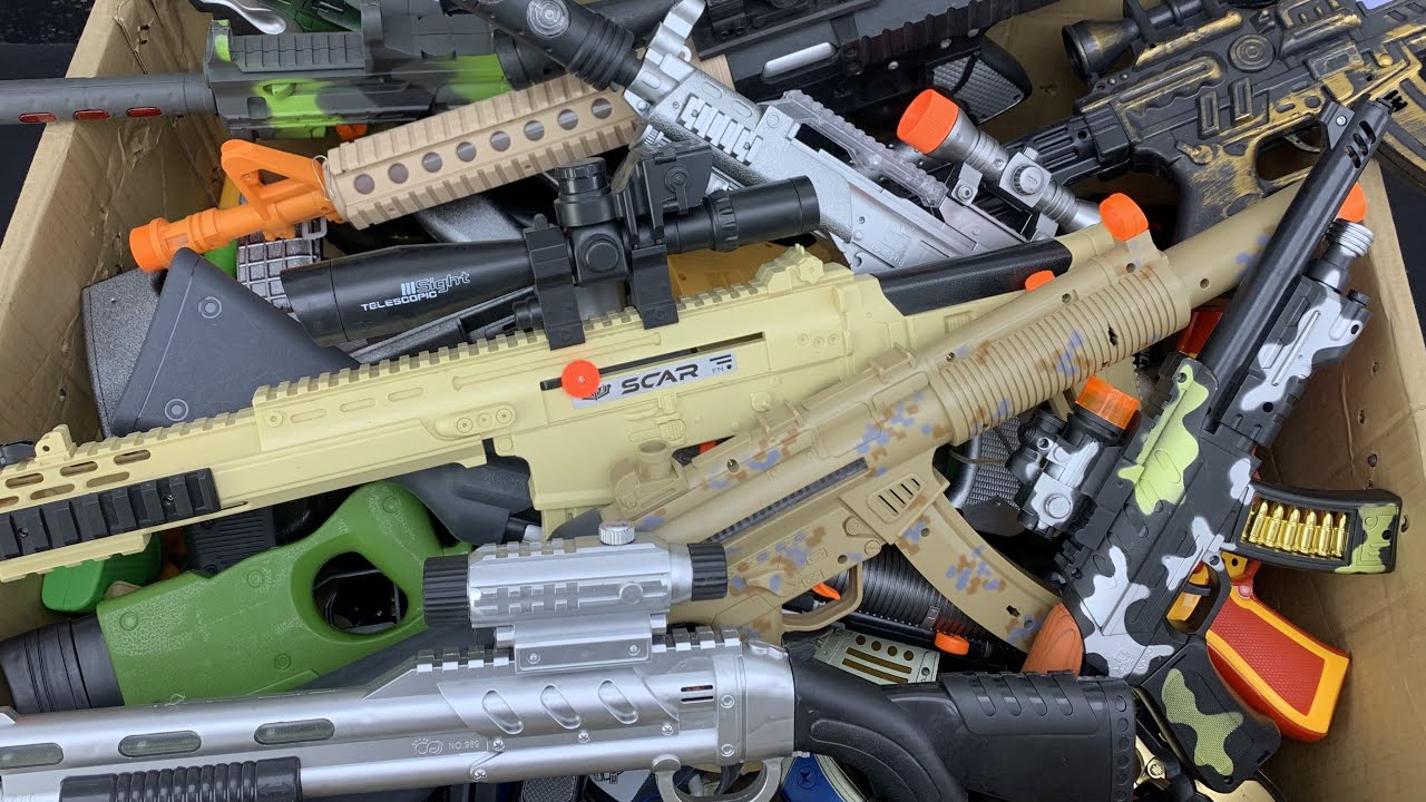 Big Box Of Toy Long Barrel Guns And Rifles Scope Sniper Rifle With ...