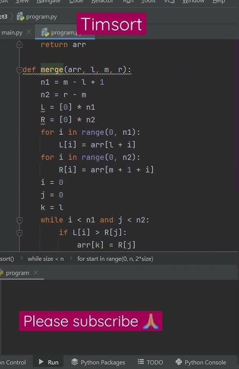Timsort Sorting Algorithm Using Python Youtube