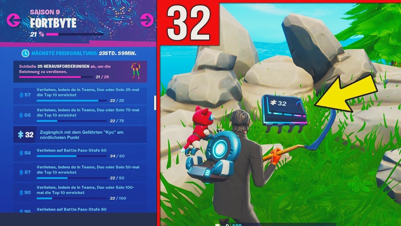 Fortnite Fortbyte #32 🧩 Zugänglich mit Gefährten Kyo am nördlichsten ...