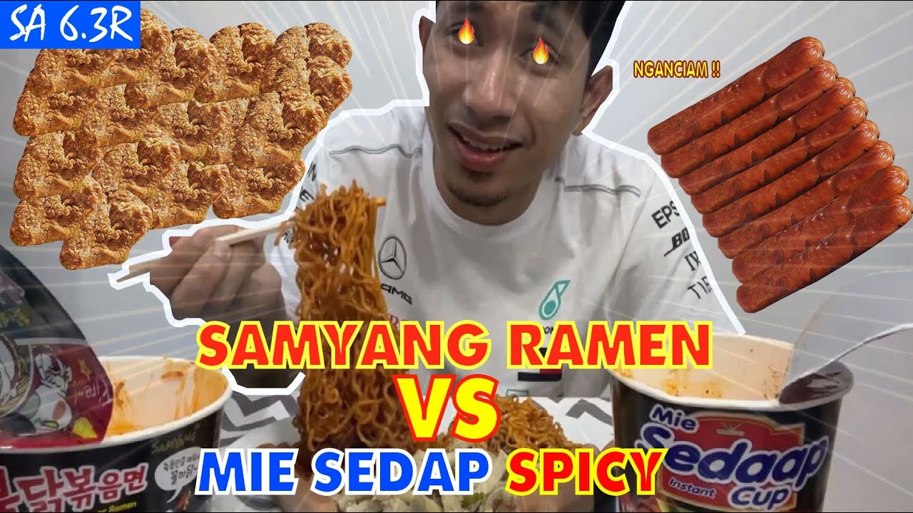 SAMYANG RAMEN VS MIE SEDAP SPICY !! - YouTube