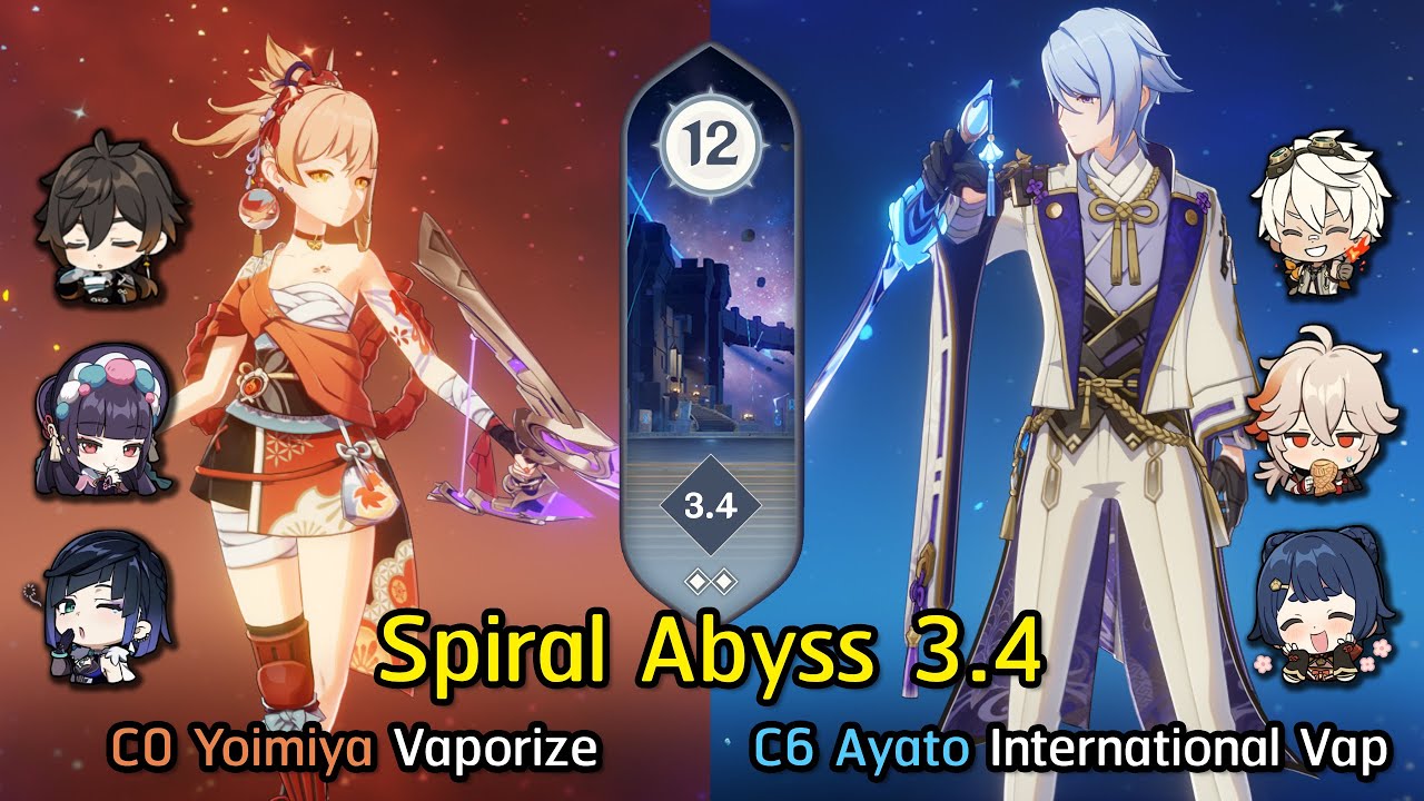 C0 Yoimiya & C6 Ayato Inazuma DPS Duo!! | Spiral Abyss 3.4 Floor 12 ...