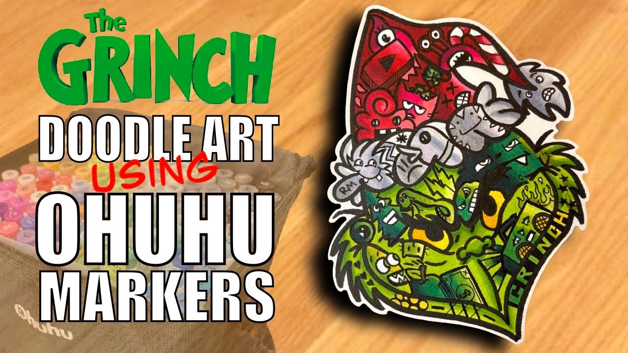 The Grinch Doodle Art - Ohuhu Markers | RM Designs15 - YouTube