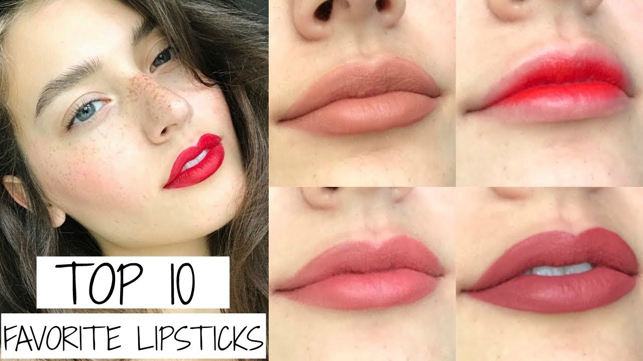 My Top 10 Favorite Lipsticks 2017 + Swatches! | Jessica Clements - YouTube