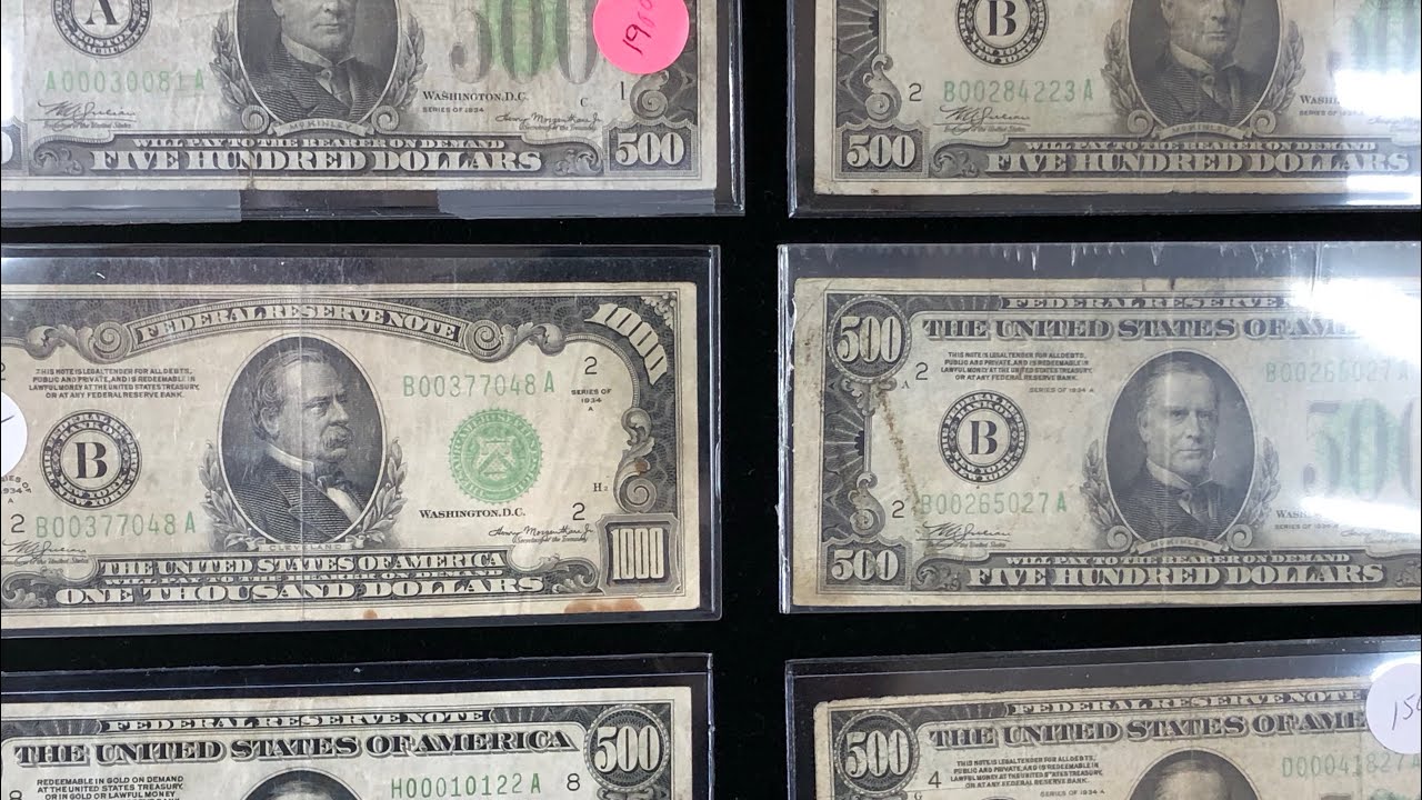$1,000 & $500 Currency Notes for Sale. So Cool to see! - YouTube