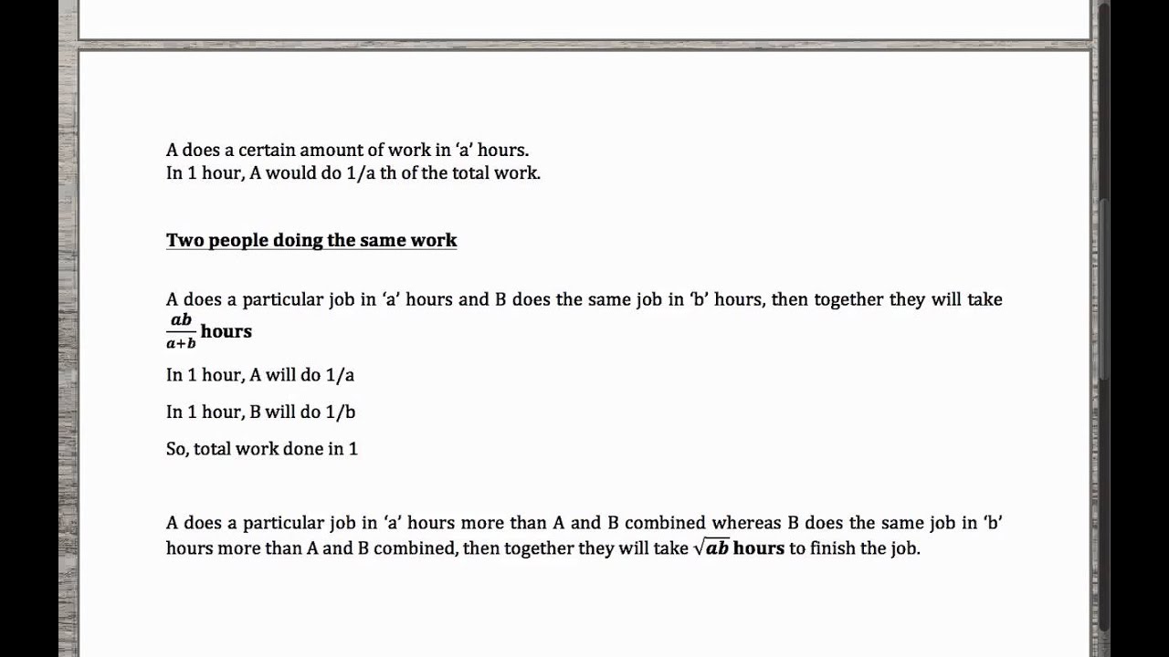 Time and Work Online Tutorial - YouTube