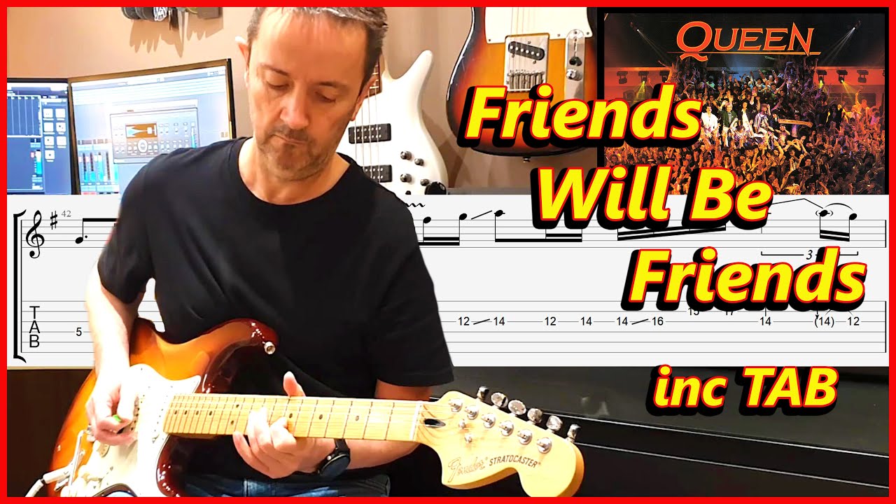 How To Play Friends Will Be Friends Guitar Solo...with TAB - YouTube
