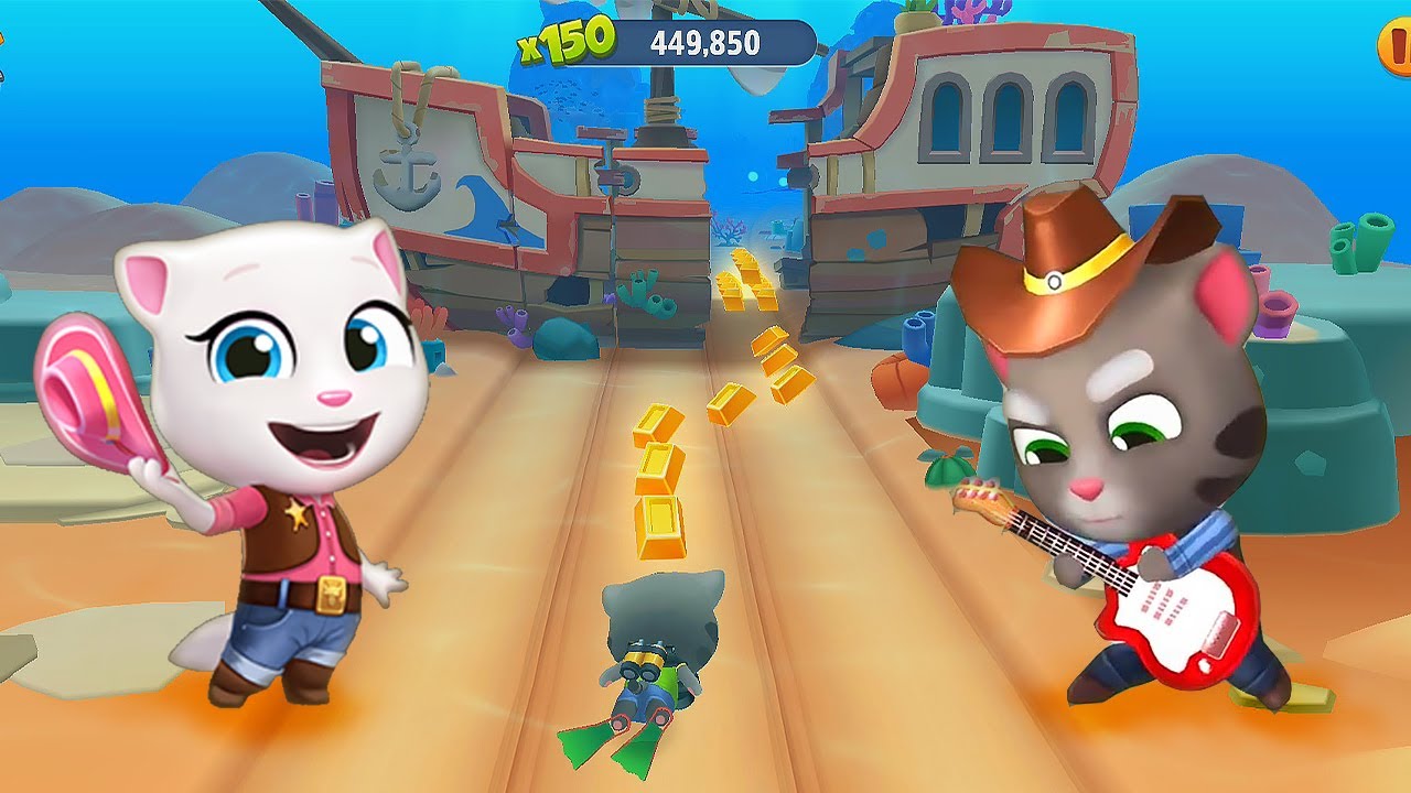 TALKING TOM GOLD RUN COWBOY TOM VS COWBOY ANGELA - YouTube