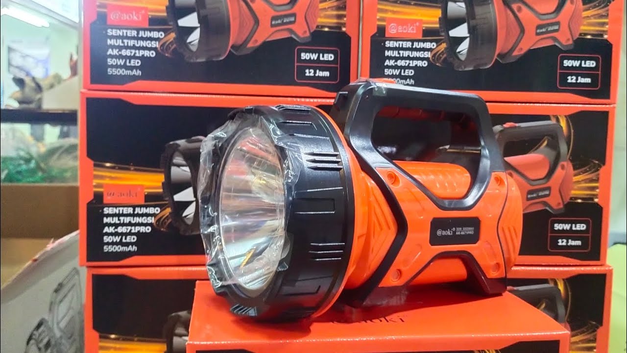Senter LED Super Terang Aoki Ak 6671 - YouTube