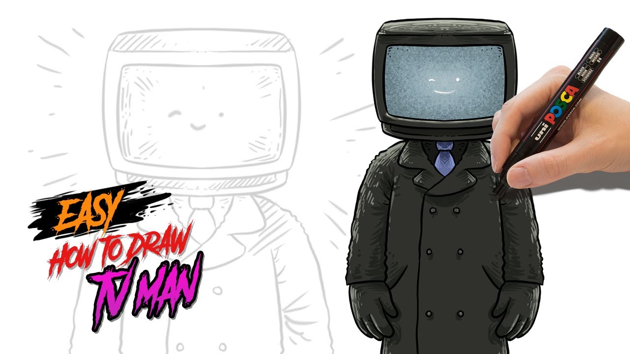 How to draw tv man cartoon #skibiditoilet - YouTube
