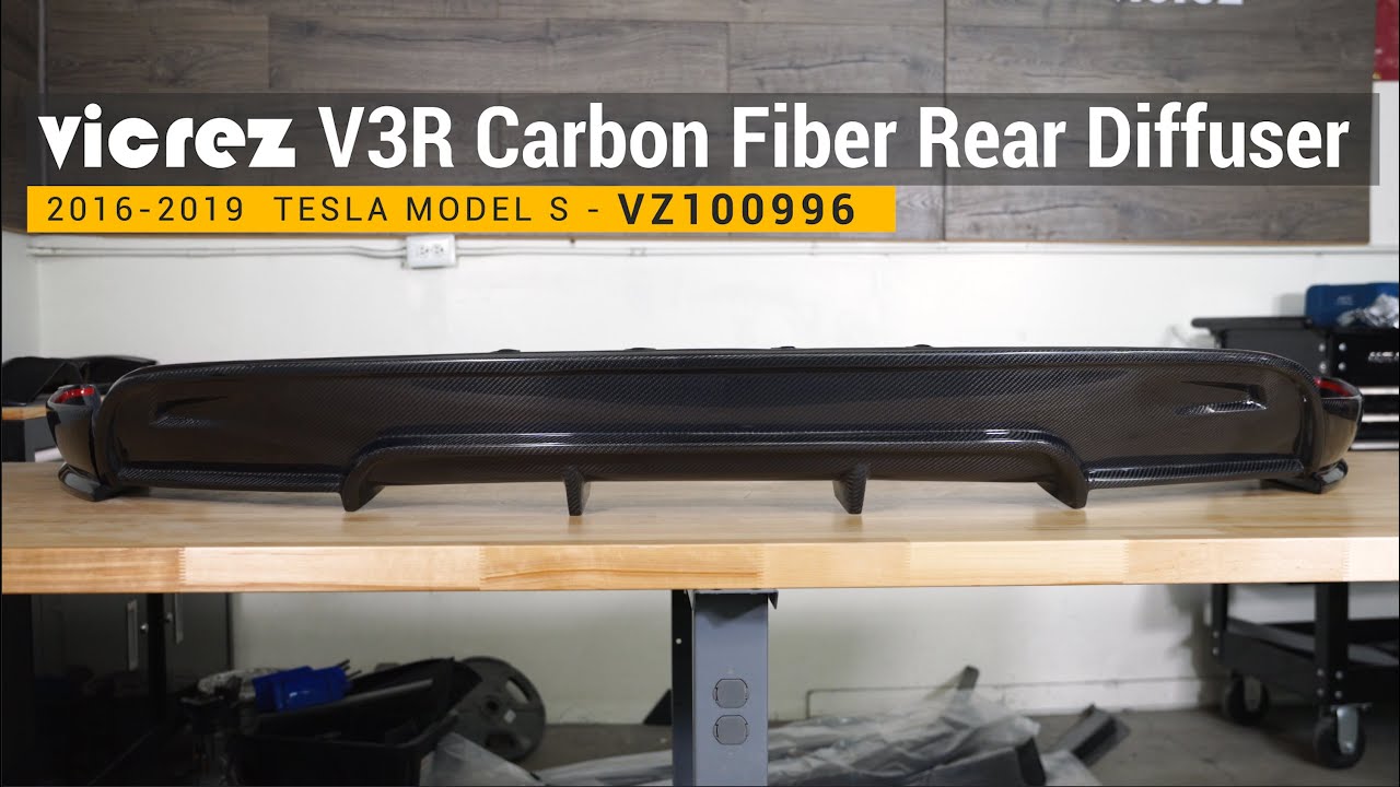 Vicrez V3R Carbon Fiber Rear Diffuser vz100996 | Tesla Model S 2016 ...