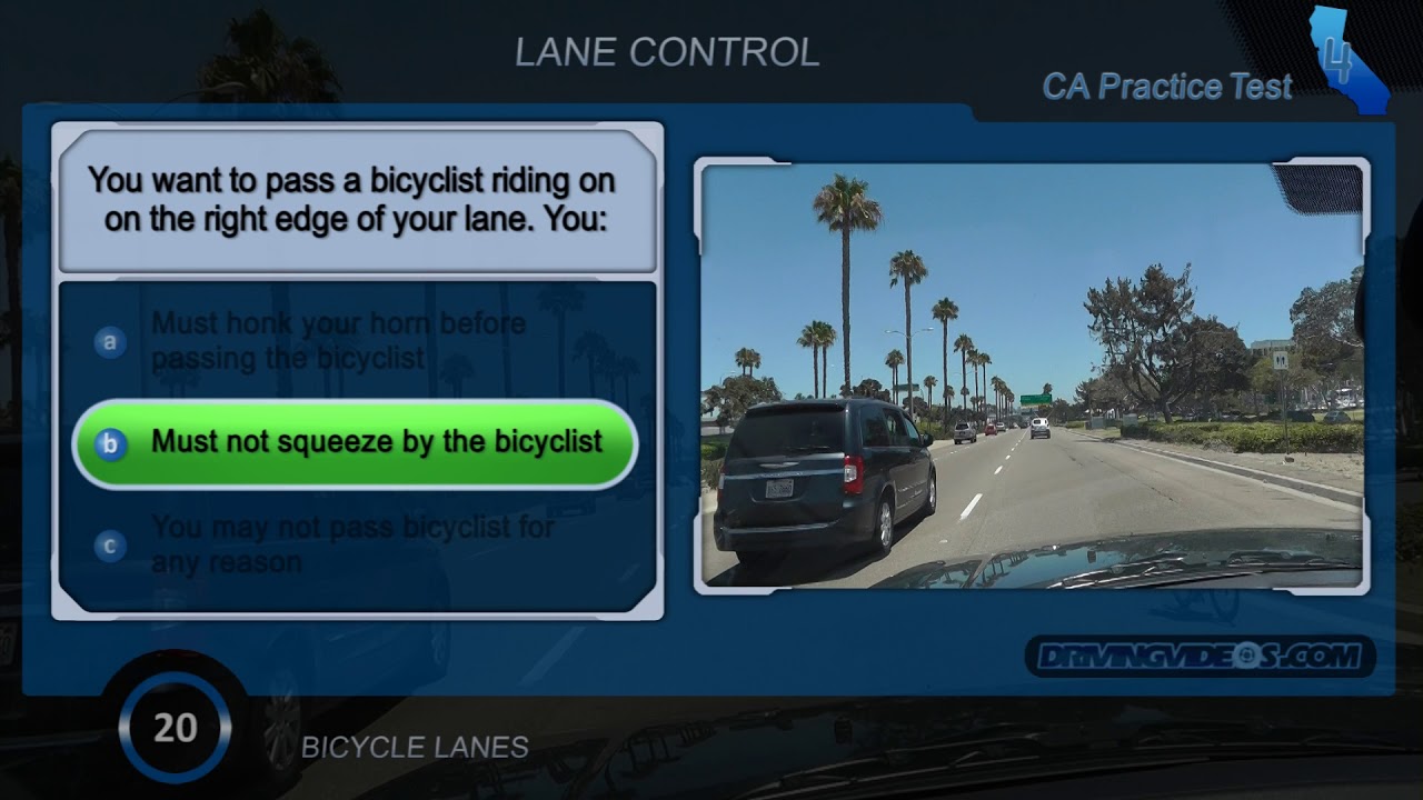 California Driver License Written Exam Practice Test 4/8: Lane Control ...