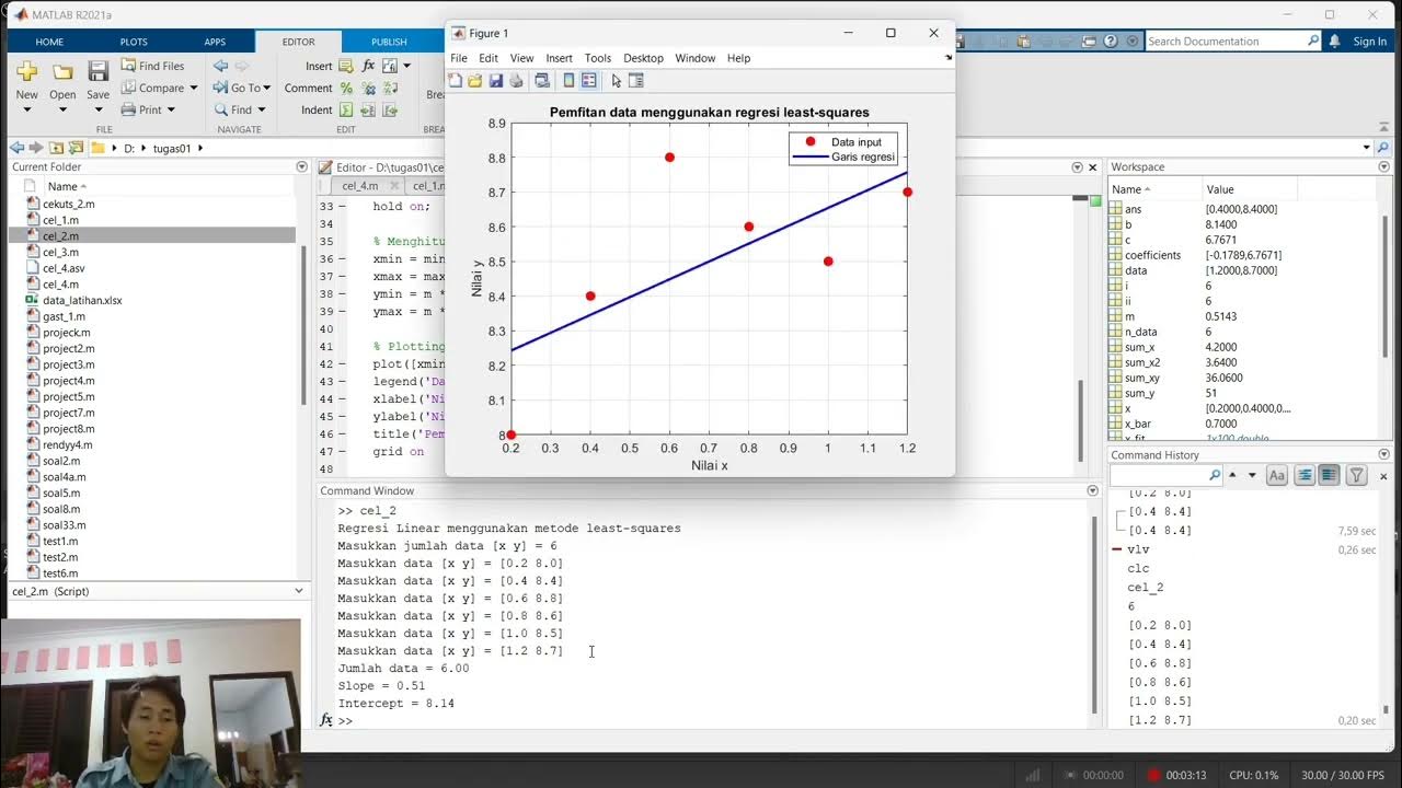 TUGAS 7, Matlab, soal regresi linear - YouTube