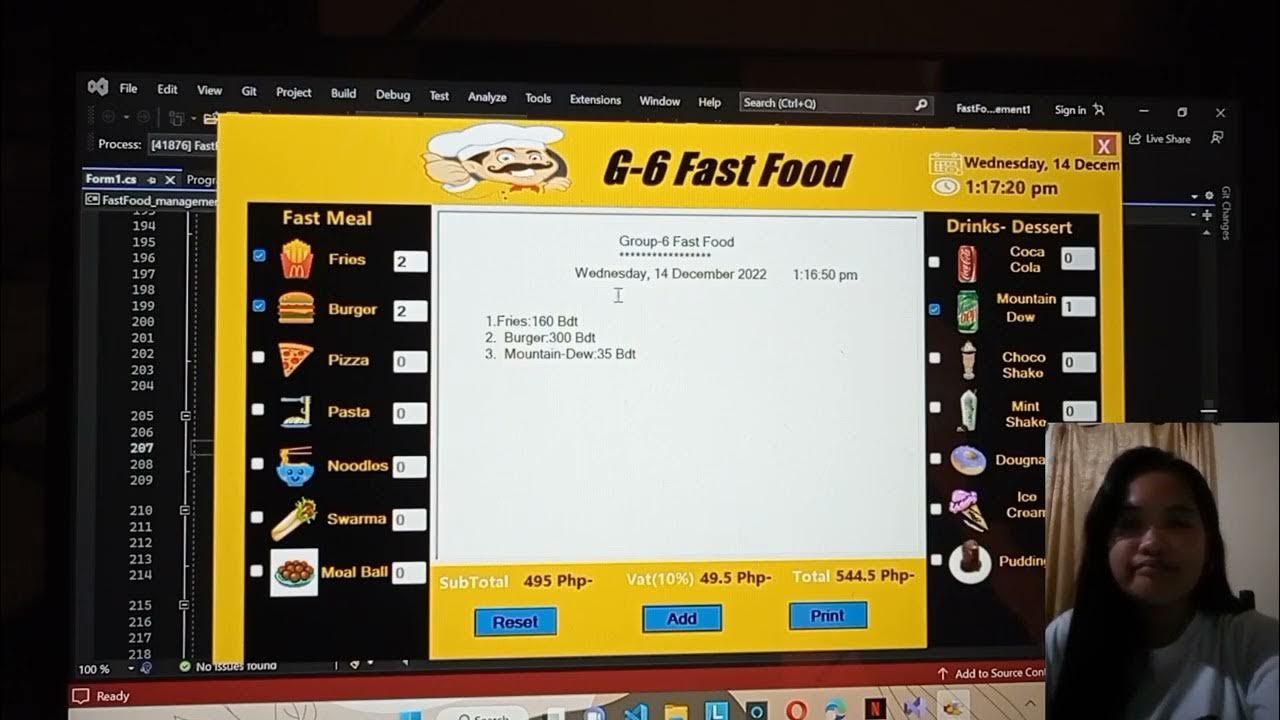c# Fast Food ordering system - YouTube