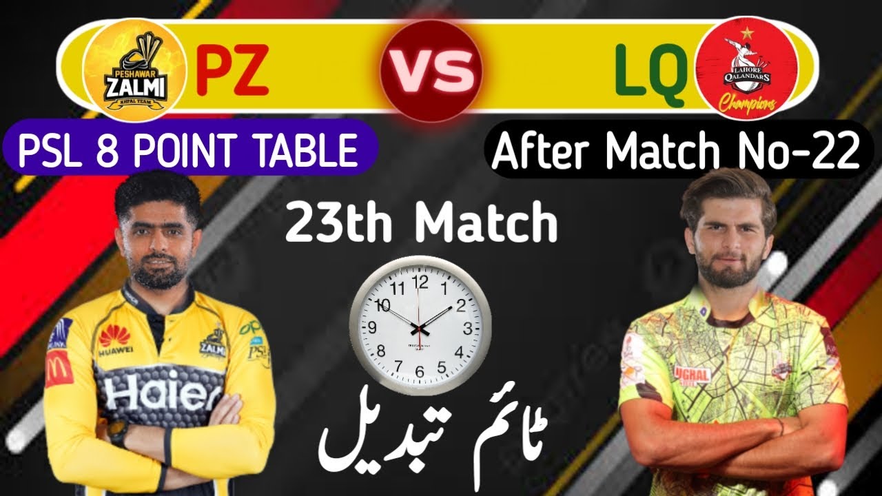 PSL 8 23th Match Peshawar Zalmi vs Lahore Qalandar Time Table | Psl 8 ...