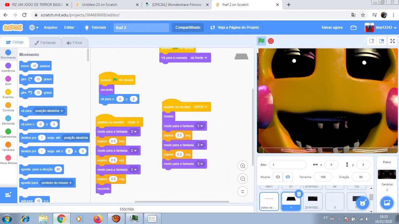 como fazer uma fan game de fnaf no scratch - YouTube